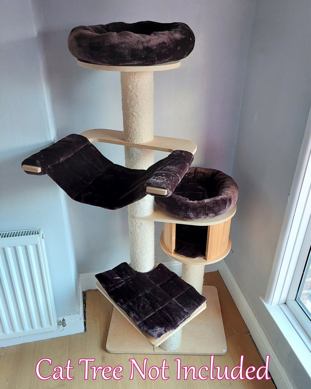 CHOCOLATE BROWN Cuddle Fleece 5pc Cat Tree Bed Replacement Set to Fit ...