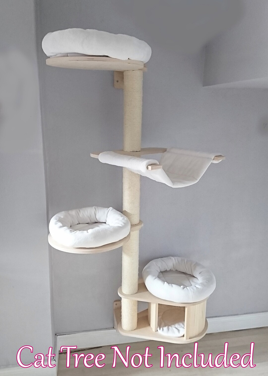 OFF WHITE Cuddle Fleece 5pc Cat Tree Bed Replacement Set to Fit in for ...