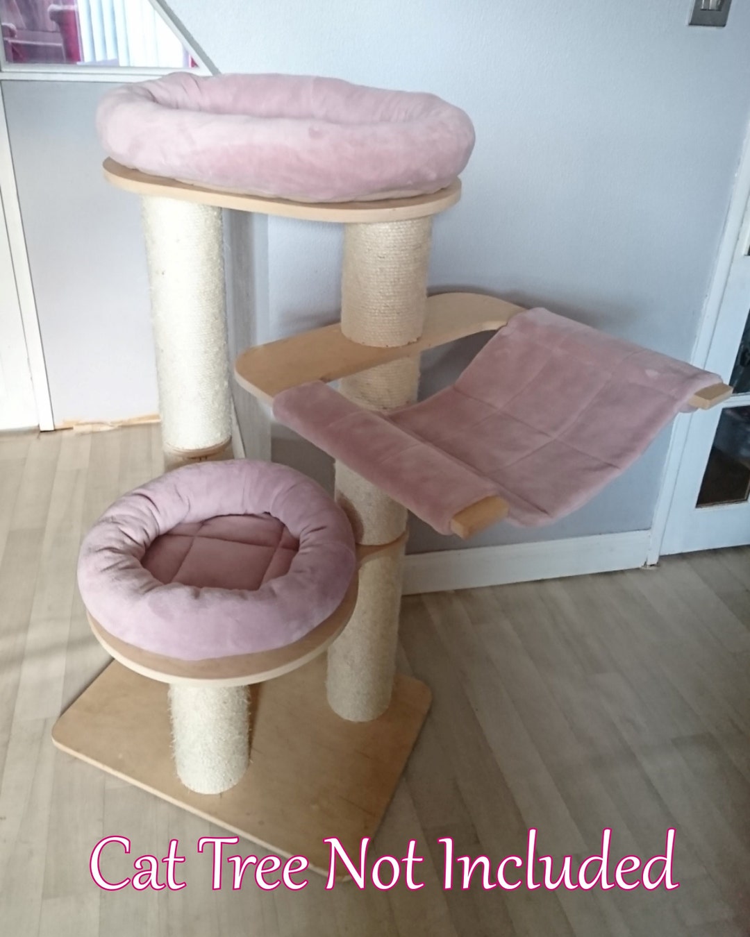 BLUSH PINK Cuddle Fleece 3pc Cat Tree Bed Replacement Set to Fit in for ...