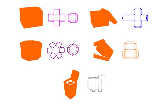 Cardboard Box Bundle Design Cut File Stencil Silhouette - Etsy