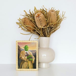 Jesus Shrek Holding Baby Donkey Oil Painting - Printable Download - Etsy