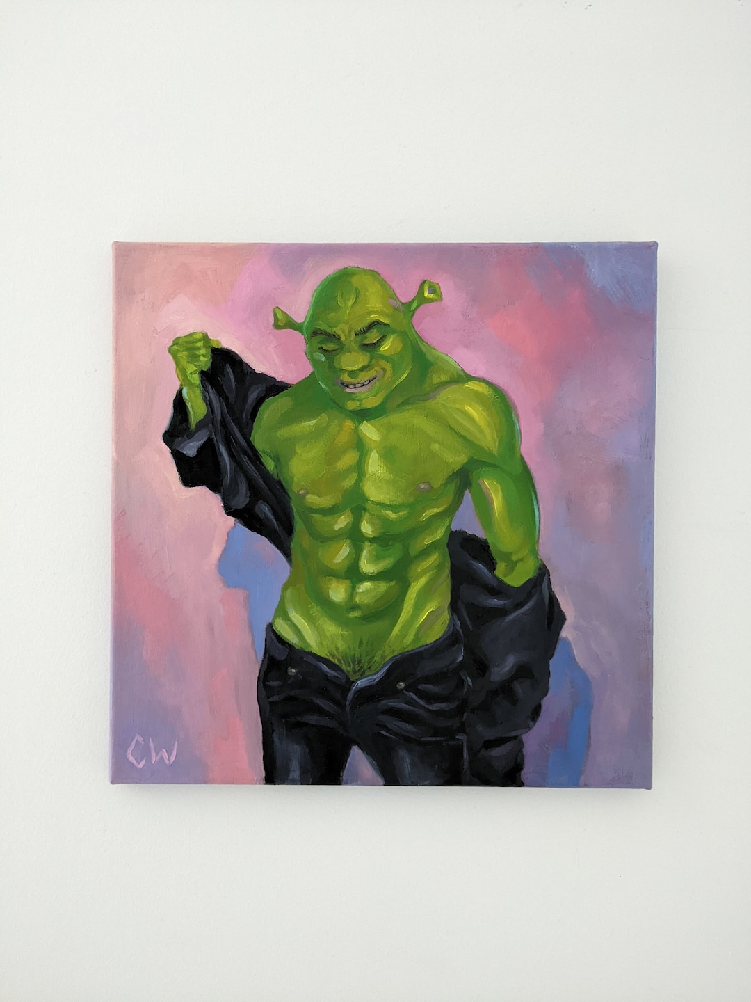 Jacked Shrek Oil Painting Original Painting on 12x12 Stretched Canvas ...