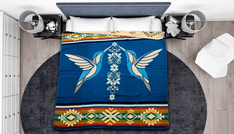 Twin Hummingbird Llama Alpaca Blanket turquoise - Etsy