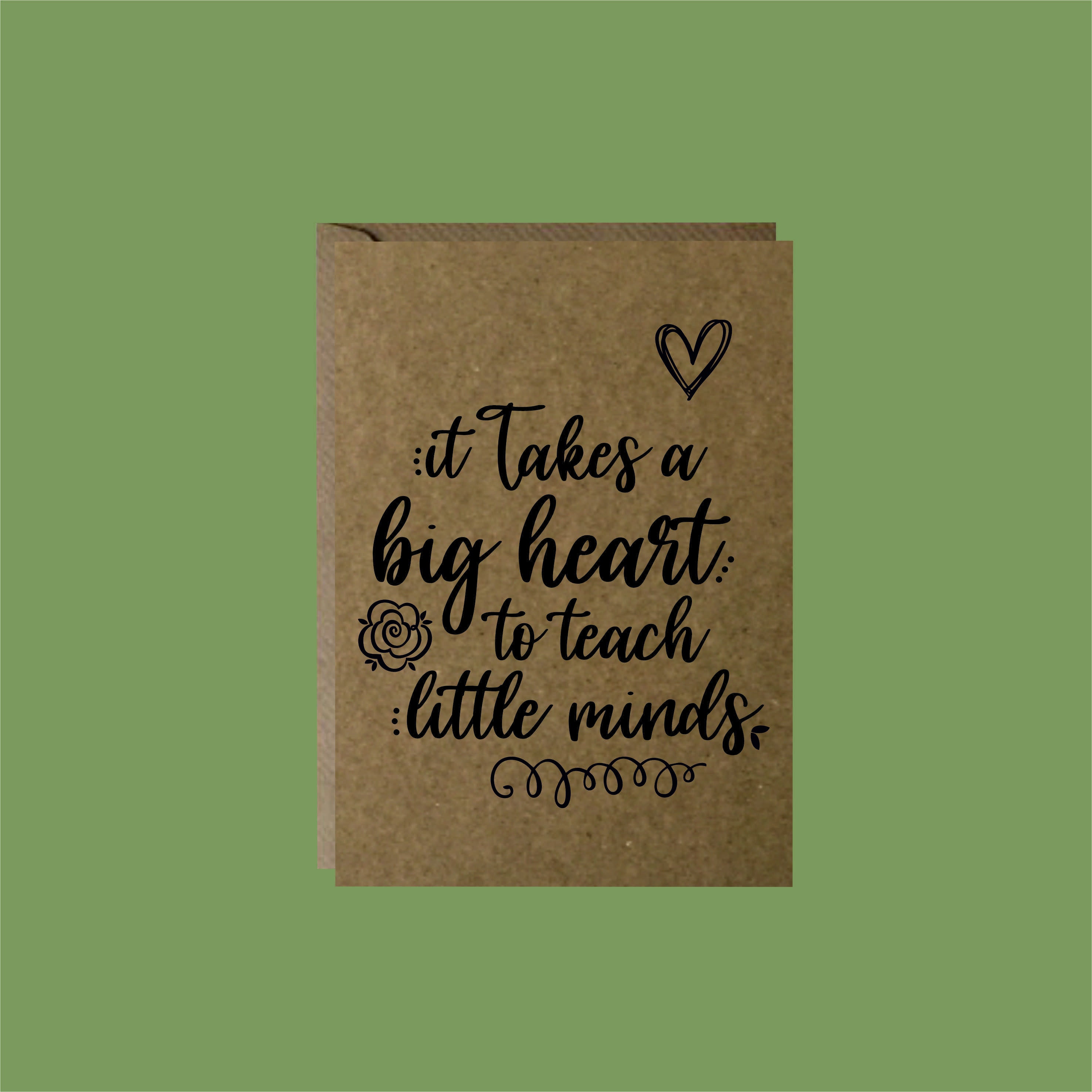 It Takes A Big Heart | Teacher, Thank You, for Him, for Her, A6 - Etsy UK
