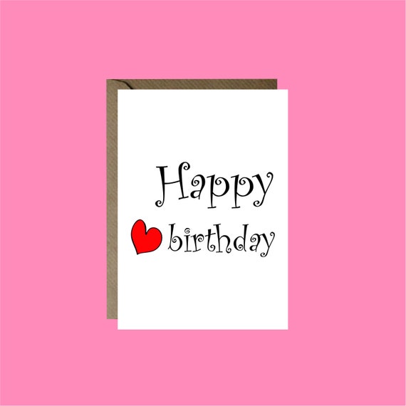 Happy Birthday Heart Birthday Card Greetings Card Heart | Etsy