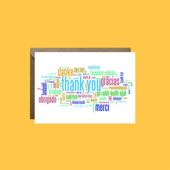 Thank You Multi Language Card Greetings Card for Him for | Etsy
