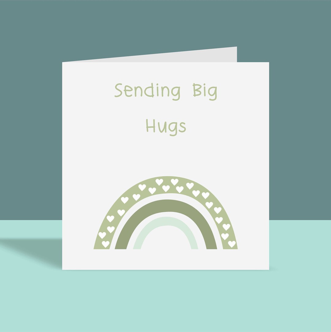 Sending Hugs Rainbow Card | Greetings Card, Thinking of You, Hearts ...