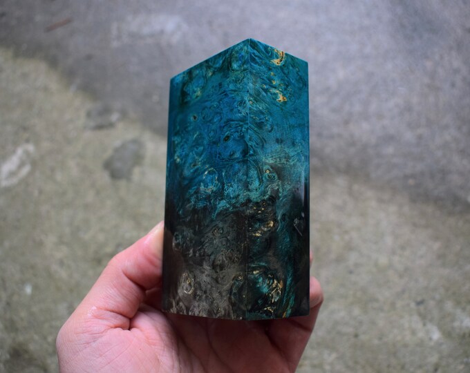 Stabilized Gray and Turquoise Blue Dyed Highly Figured Maple Burl Knife ...