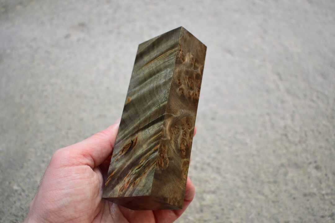 Stabilized Gray Brown Dyed Highly Figured Alder Burl Knife Handle ...