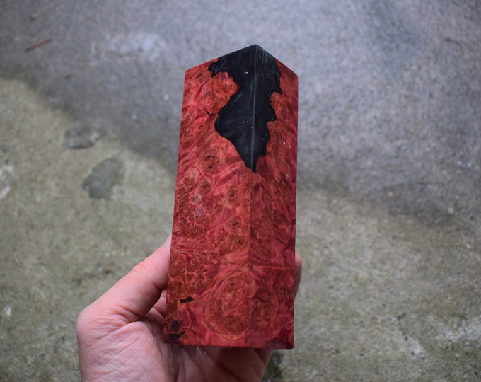 Stabilized Red Dyed Highly Figured Alder Burl With Gray Resin Knife ...