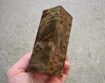 Stabilized Highly Figured Elm Burl With Dark Silver Resin Knife Hybrid Handle Scales, Turning ...