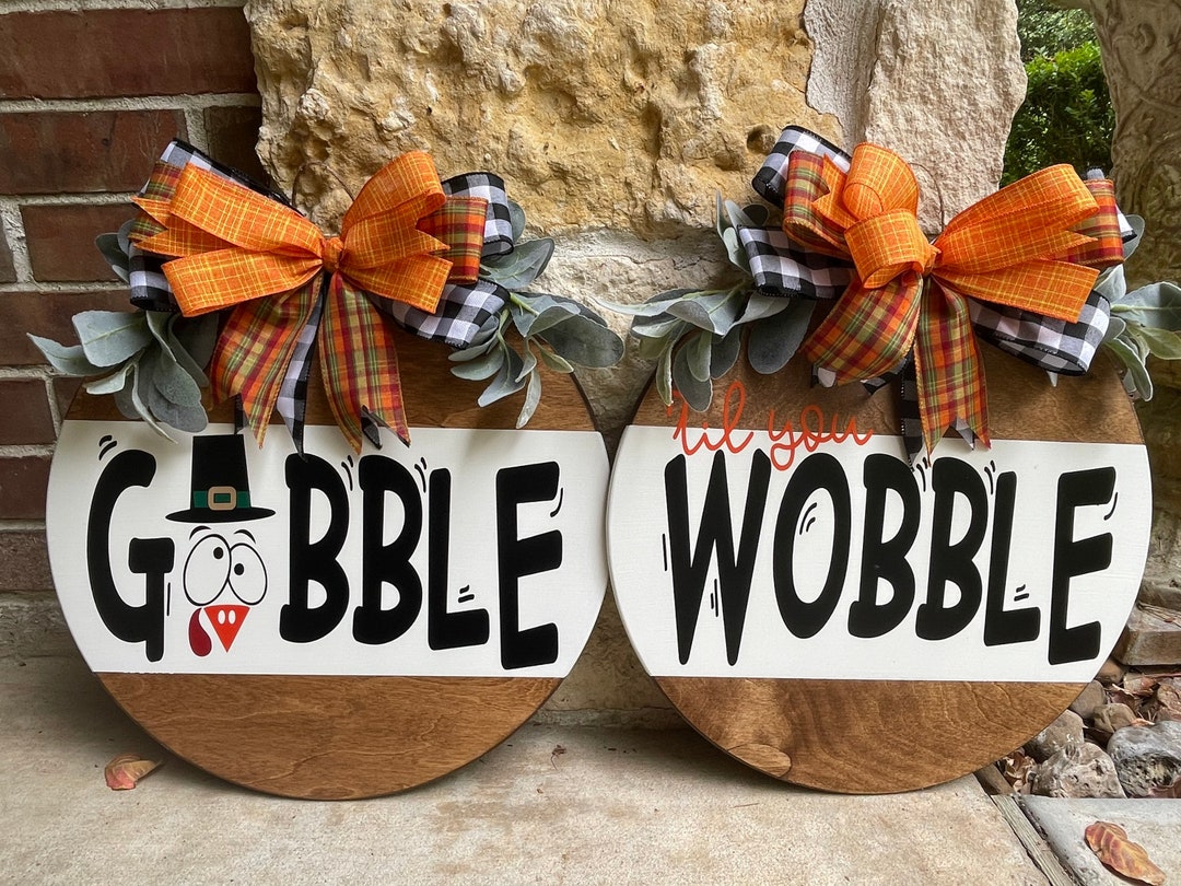 Gobble Til You Wobble Double Door Hanger, Double Fall Wreath ...