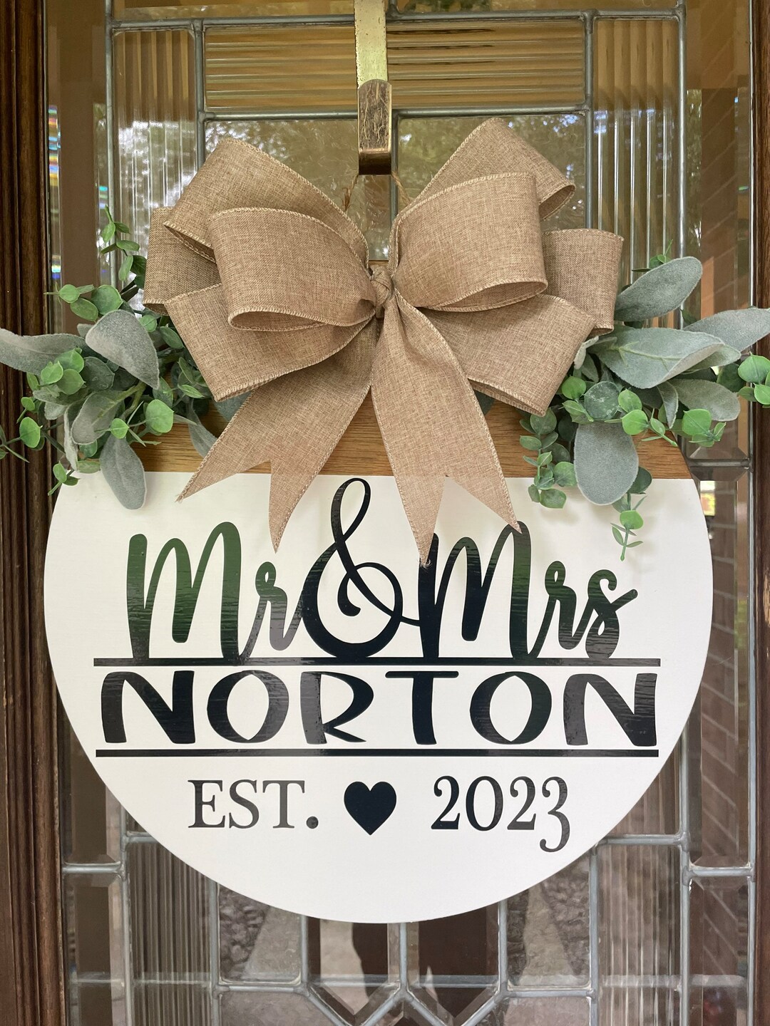Mr & Mrs Door Hanger, Mr and Mrs Wreath, Wedding Door Hanger, Bridal ...