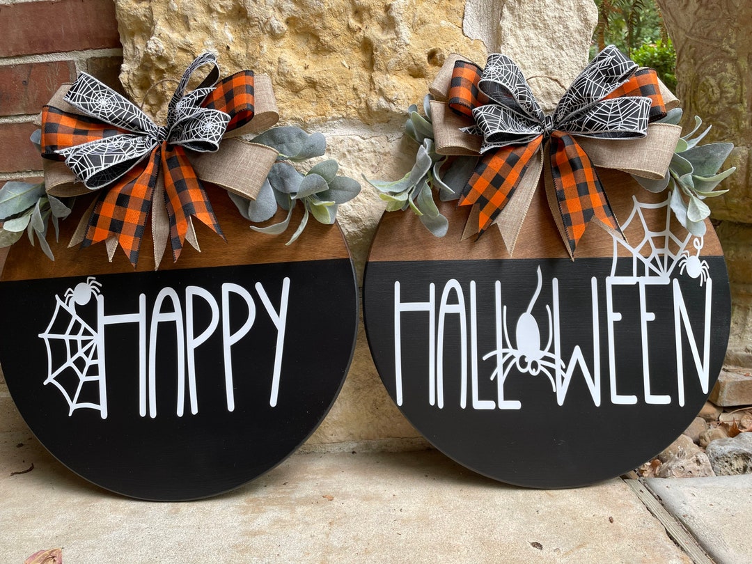 Halloween Double Door Hanger, Double Halloween Wreath, Hallo Double ...