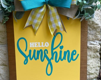 Summer Door Hanger, Hello Sunshine, Summer Wreath, Hello Sunshine Door ...