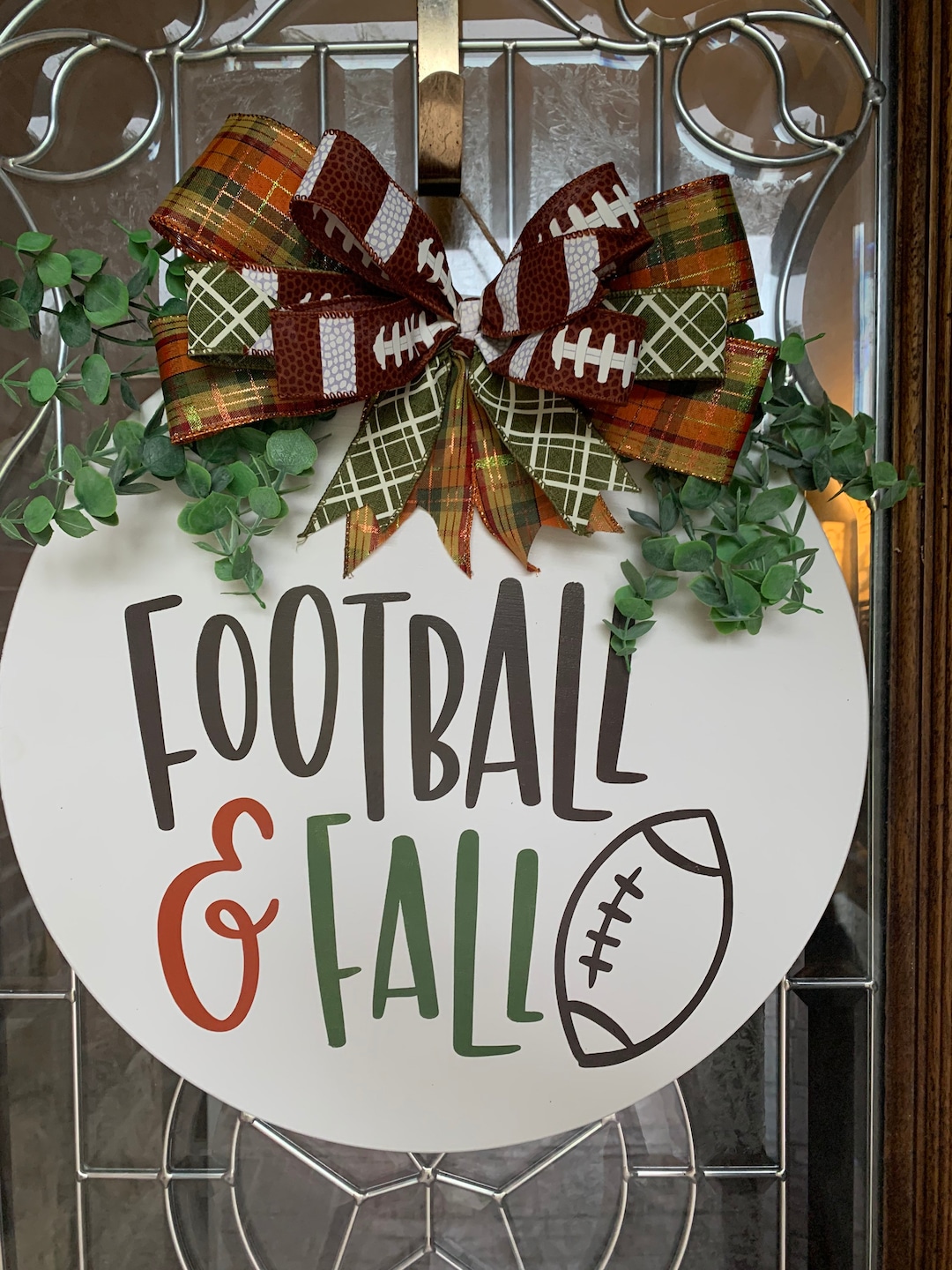 Football & Fall Door Hanger, Football Fall Here Wreath, Fall Door ...