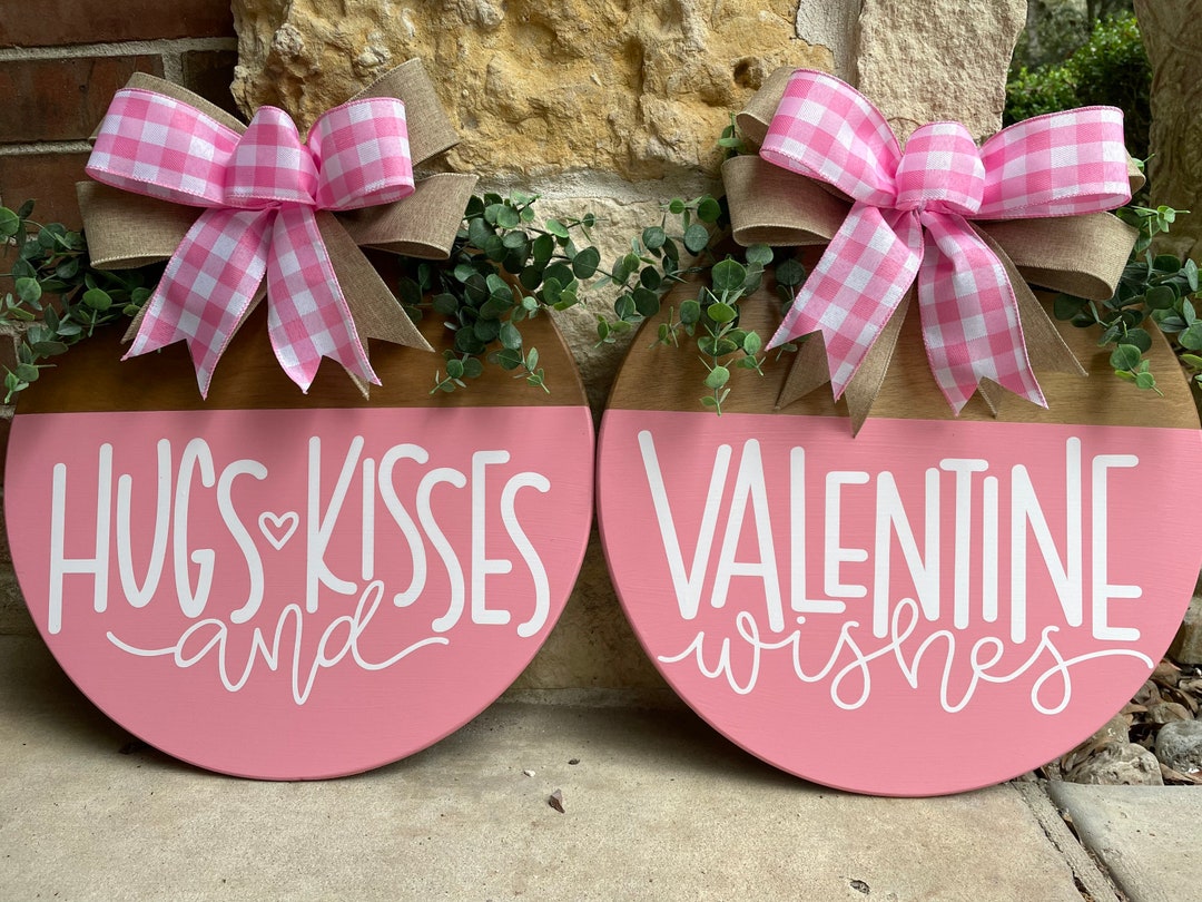 Hugs Kisses and Valentine Wishes Door Hanger, Valentine Double Door ...