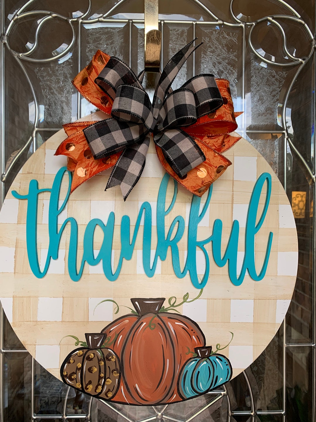 Thankful Door Hanger Hand Painted Door Hanger Thanksgiving - Etsy