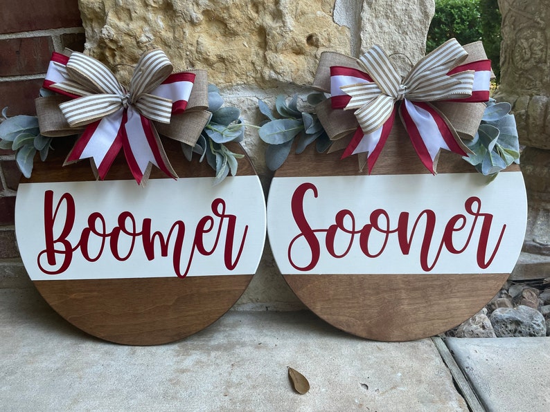 Boomer Sooner Double Door Hanger, Double Door OU Door Hanger, Boomer ...