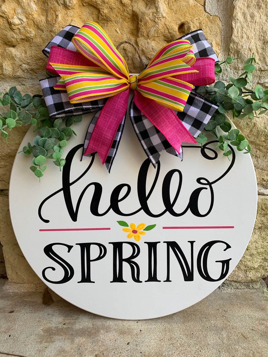 Front Door Decor, Spring Door Hanger, Spring Wreath, Hello Spring Door ...