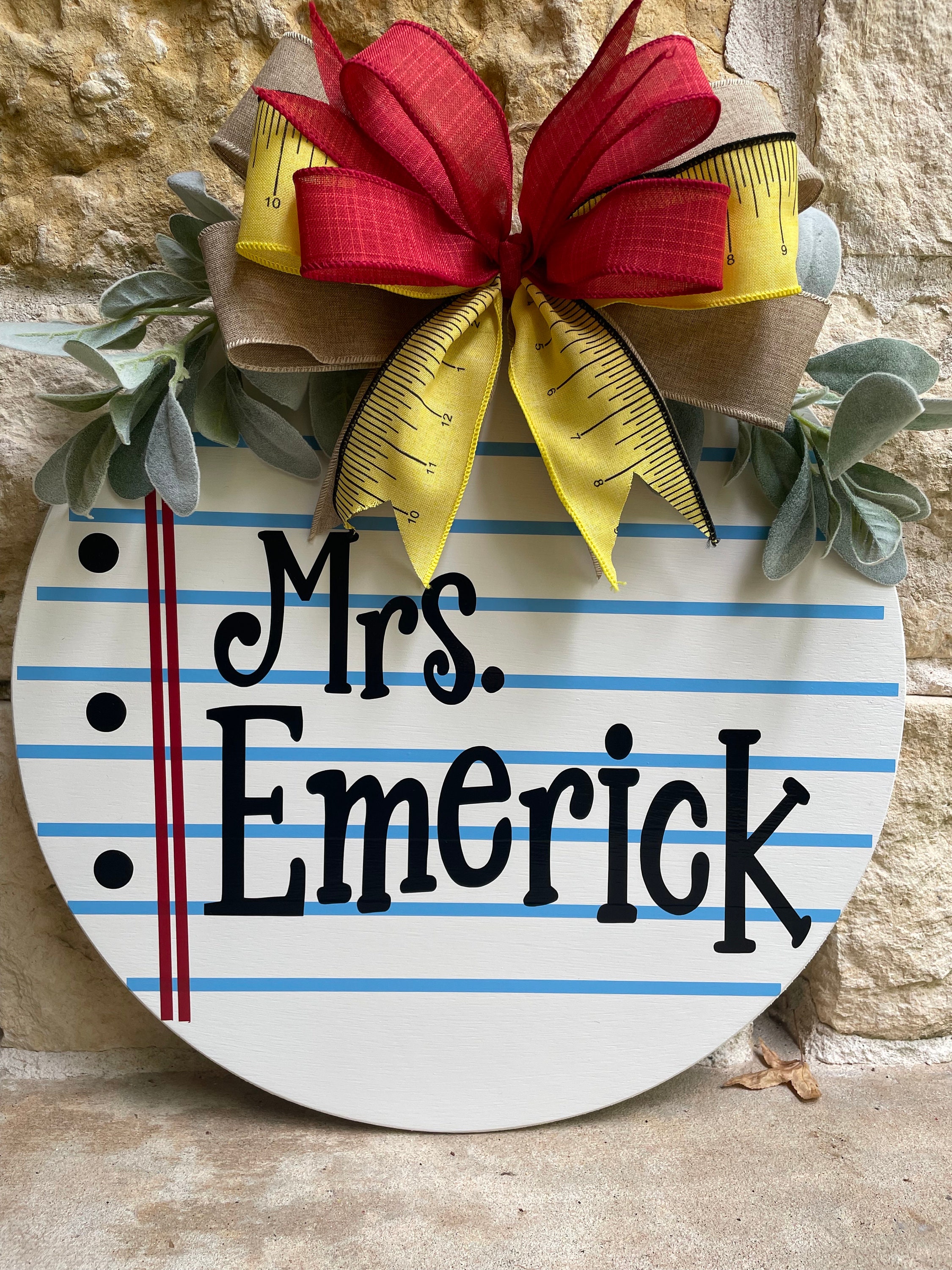 Front Door Decor, Personalized Teacher Door Hanger, Back to School ...