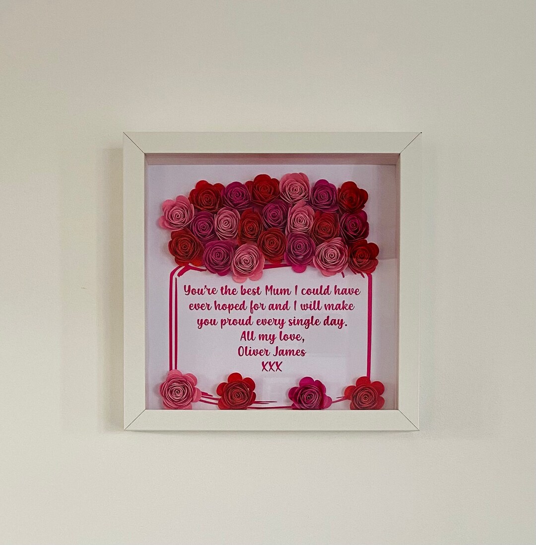 Personalised Hand Made Flower Frame 25cmx25cm Shadow Frame Mum Gift - Etsy