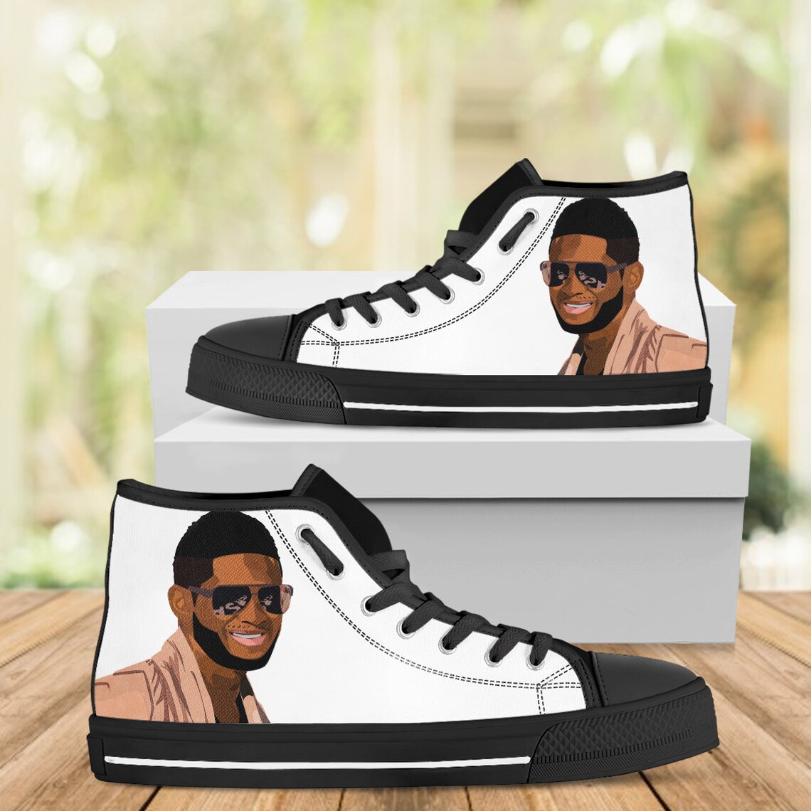 Usher Custom Hightops Singer Shoes Custom Music Celebrity | Etsy