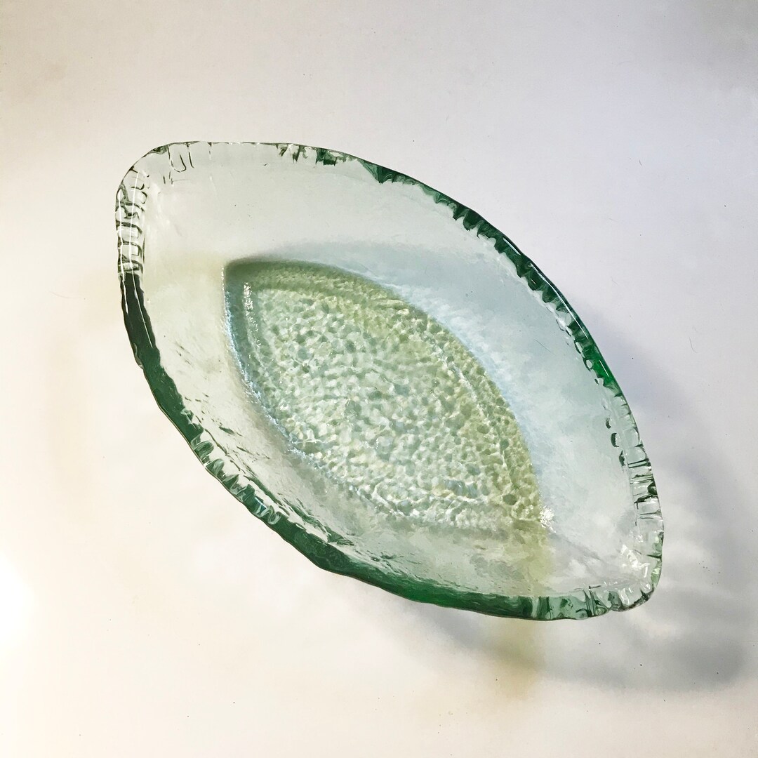 Oversized Aqua Colored Heavy Glass Succulent Planter W/ Ripple Detail ...