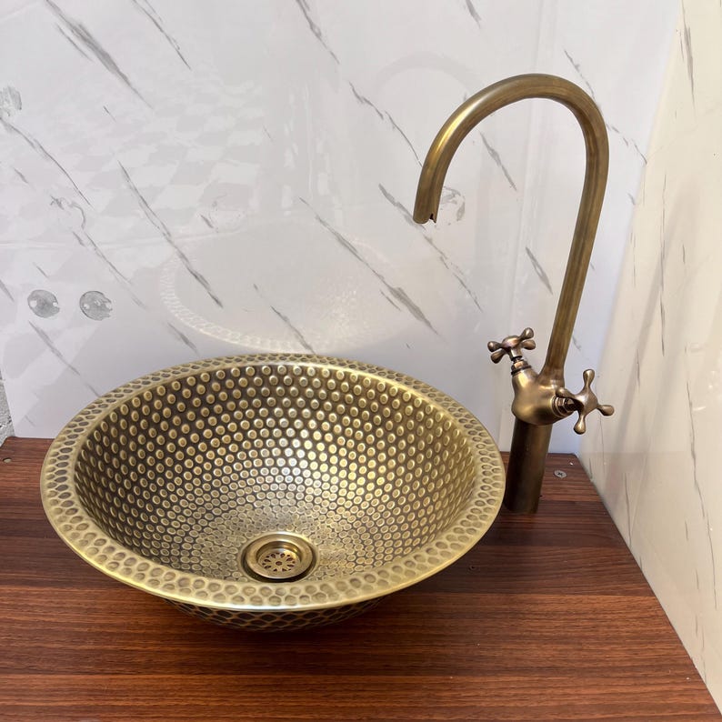 Modern Custom Made Brushed Brass Bathroom Sink, Vessel Copper Sink ...