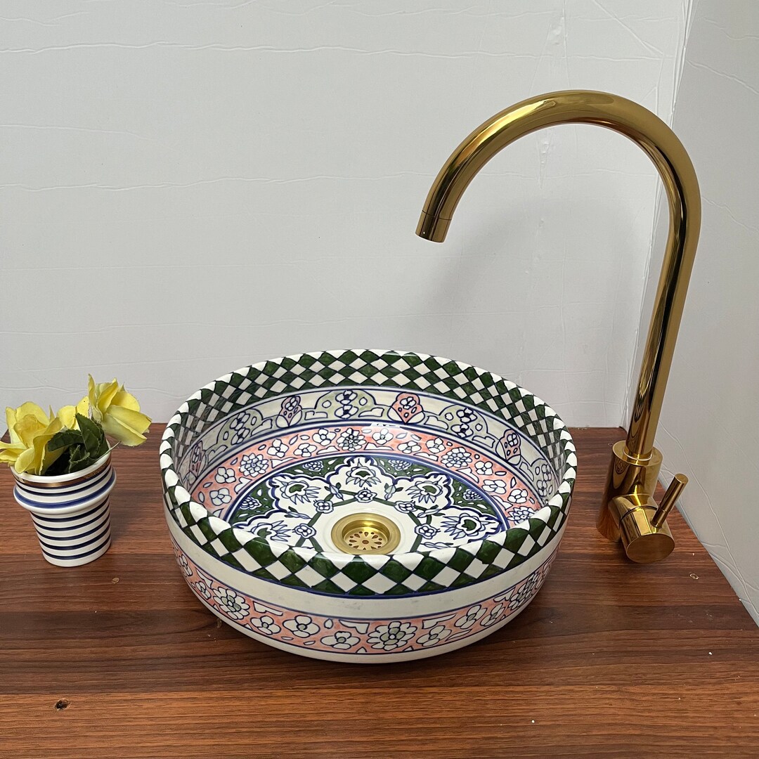 Multi Color Moroccan Sink for Bathroom, Ceramic Sink and Painted Sink ...