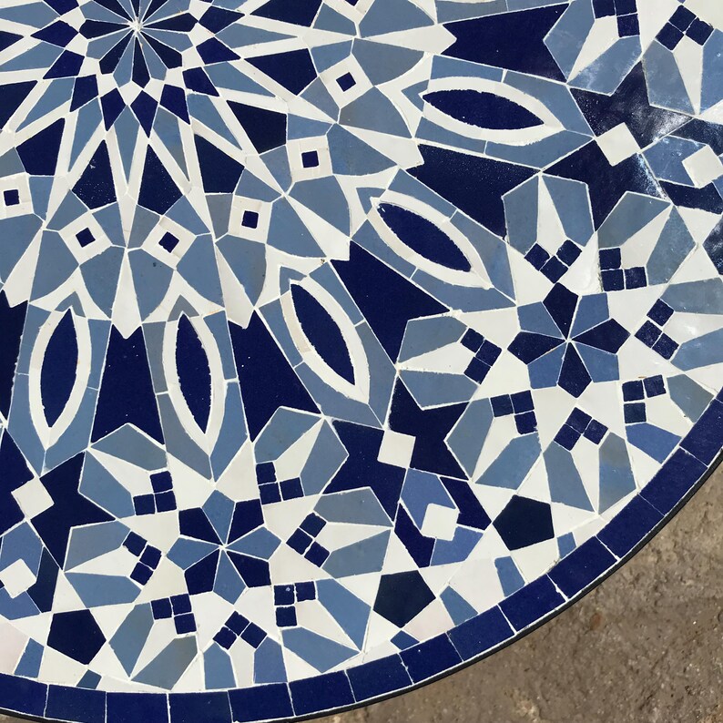 Blue Handmade Moroccan Mosaic Table Tops – Authentic Zellige Tiles With ...