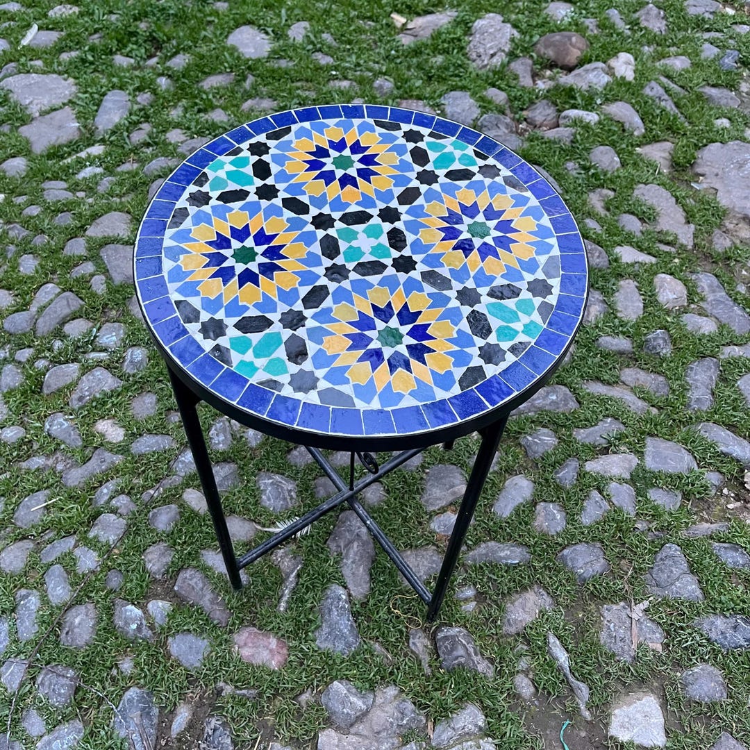 Blue Garden Mosaic Table – Unique Outdoor/indoor Ceramic Bistro Table ...