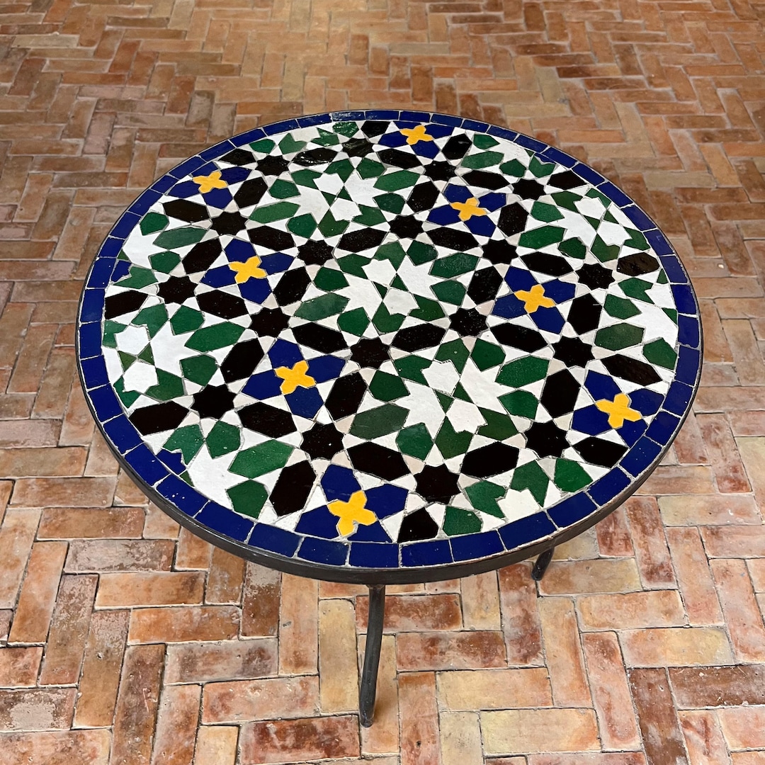 Handcrafted Moroccan Mosaic Table – Unique Outdoor/indoor Ceramic ...