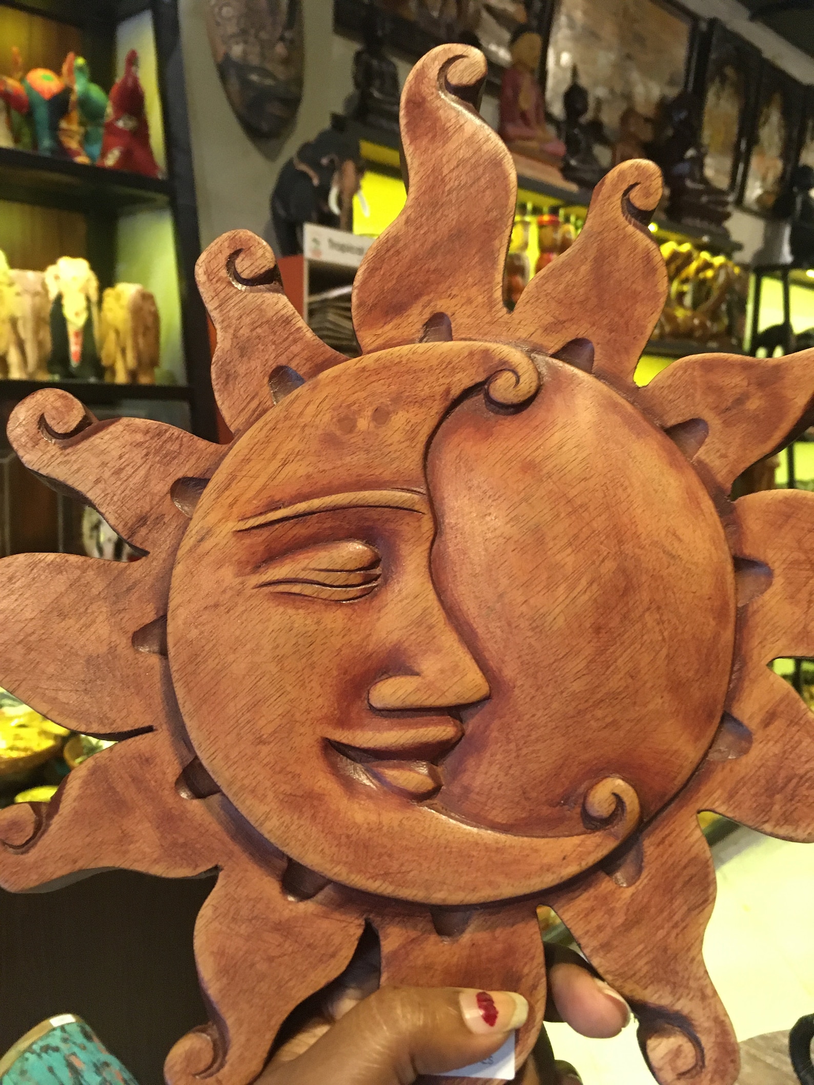 Sun and Moon Hand carved Wooden Wall Hanging Decoration Home | Etsy