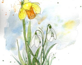 Jar of Tulips, ORIGINAL WATERCOLOUR, A5 Ink and Wash - Etsy UK