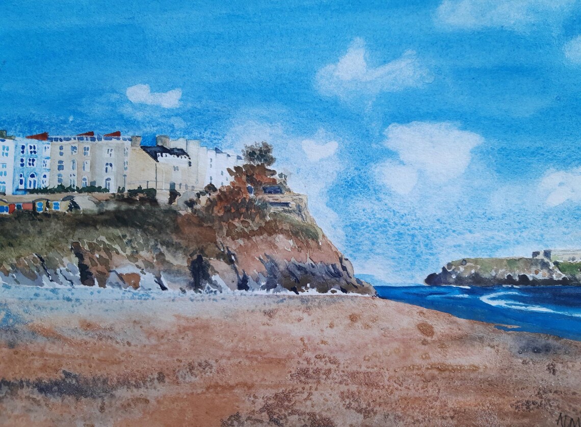 Tenby, Original Watercolour Landscape Painting, A4 - Etsy UK