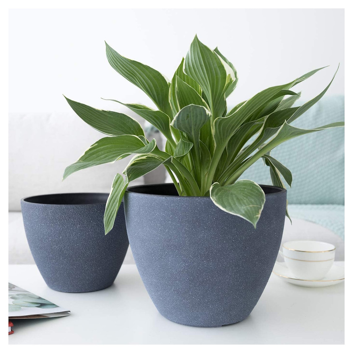 Set of 2 BLUE Gray Grey Planter Plant Pots Planters Plants | Etsy