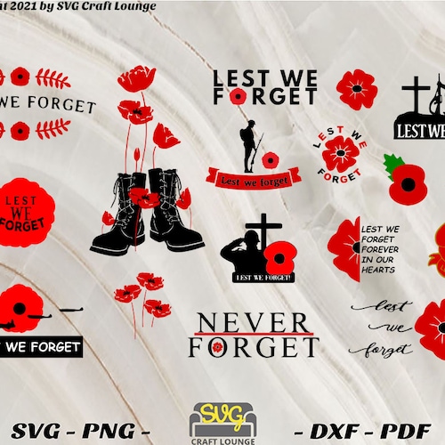 Lest We Forget Svg Bundle Remembrance Day Svg Poppy Svg - Etsy