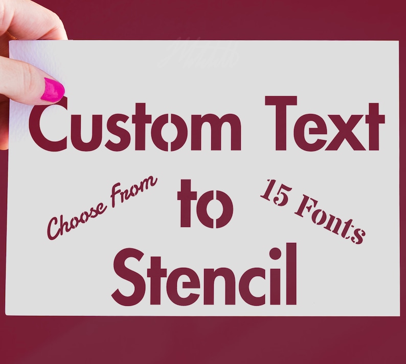 Custom Text/word(s) to Stencil - Personalised, 15 Fonts, Reusable ...