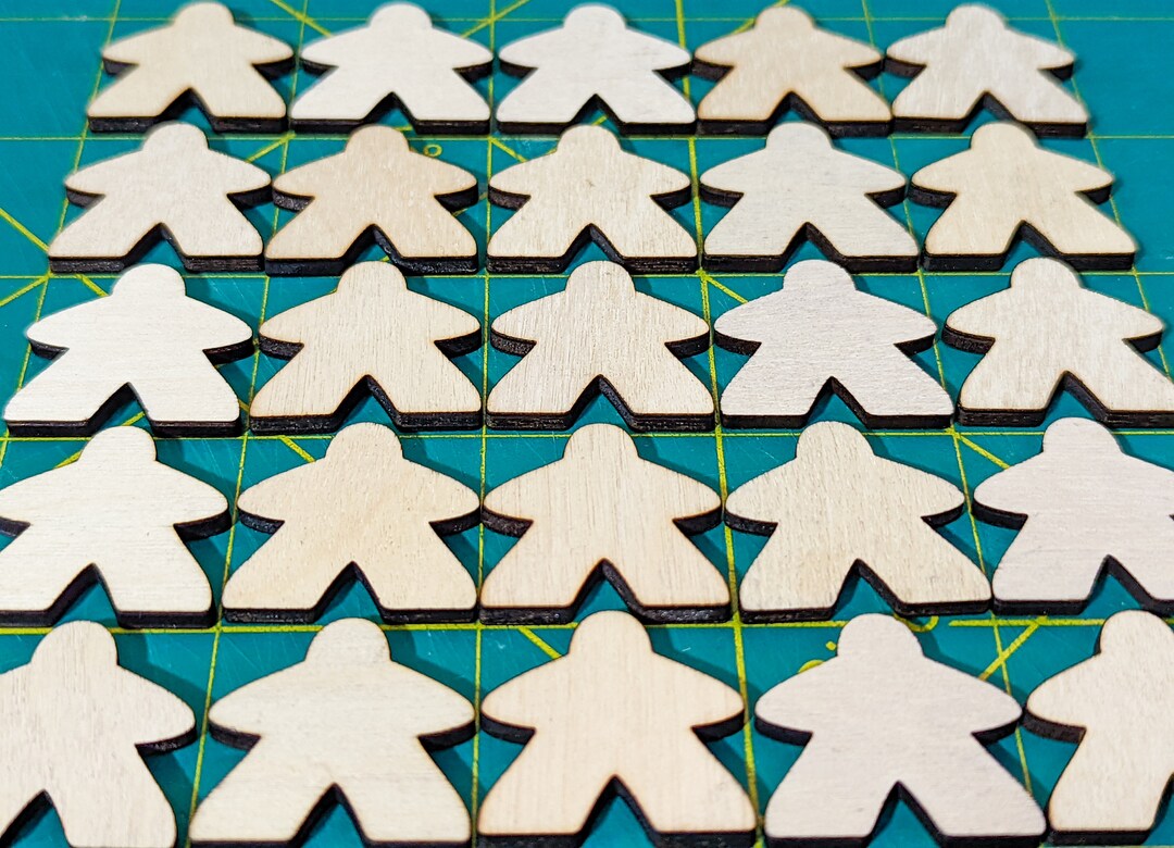 Set of 25 Wooden Meeple Blanks Laser Cut Birch Wood - 1in X 1in X 1/8 ...