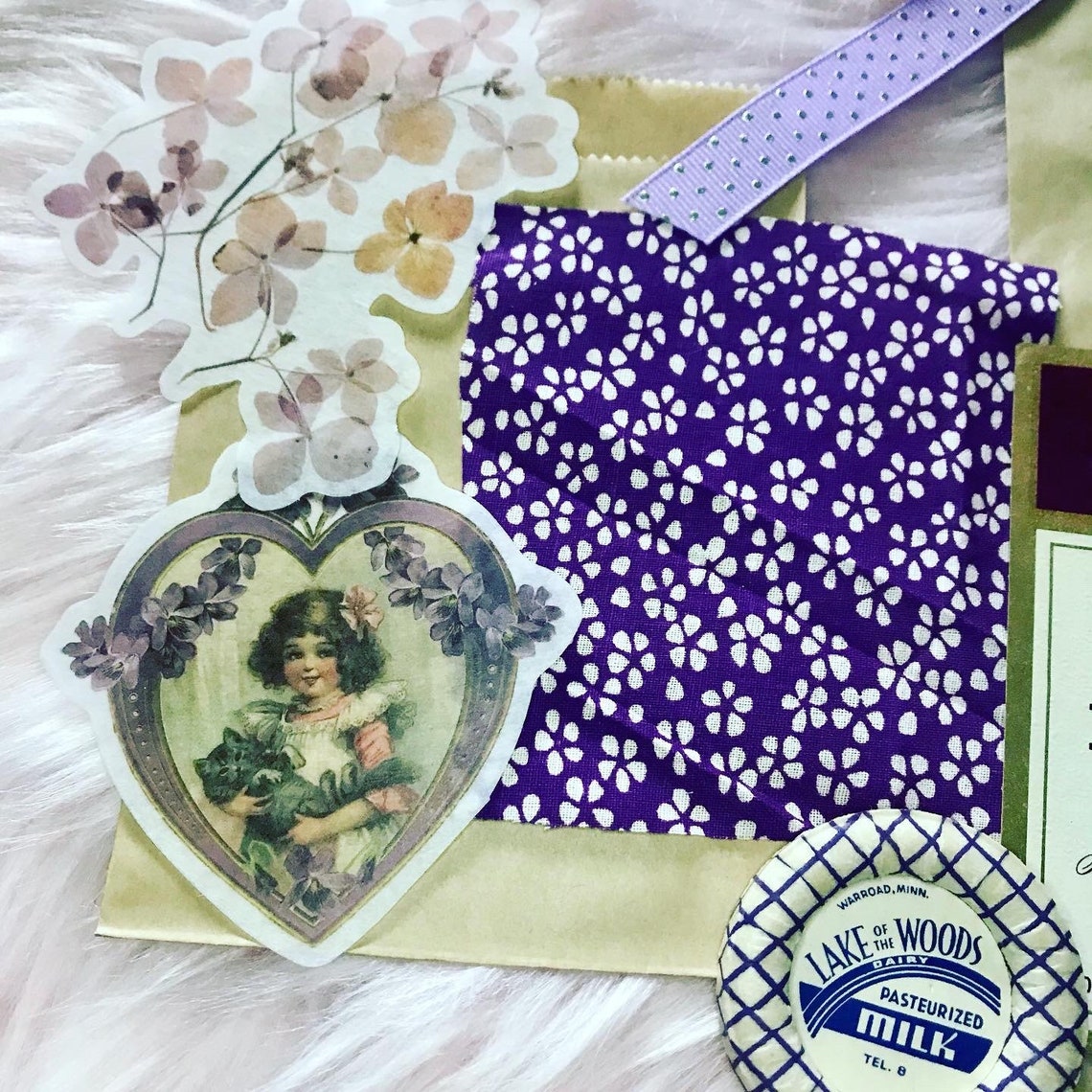 Vintage Purple Ephemera Kit, Vintage Ephemera, Junk Journal Kit, Purple ...