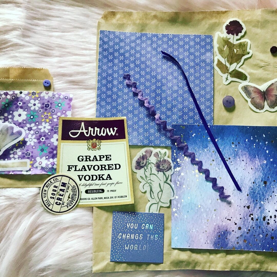 Vintage Purple Ephemera Kit, Vintage Ephemera, Junk Journal Kit, Purple ...