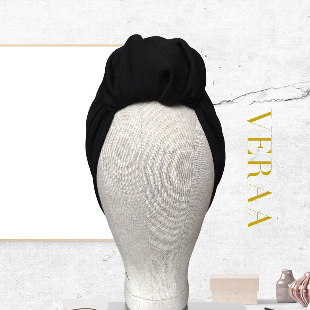PREMIUM QUALITY Black Top Knot Turban for Woman, Soft Turban for Women ...