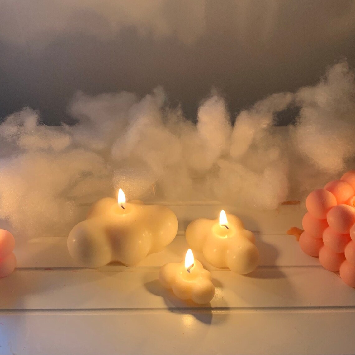 Trio Cloud Soy Set Set of Cloud Candles Pillar Candle - Etsy UK