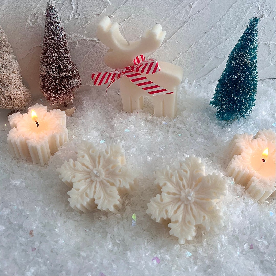 SET OF Snowflakes Soy Christmas Candles Decorative Candle Christmas ...