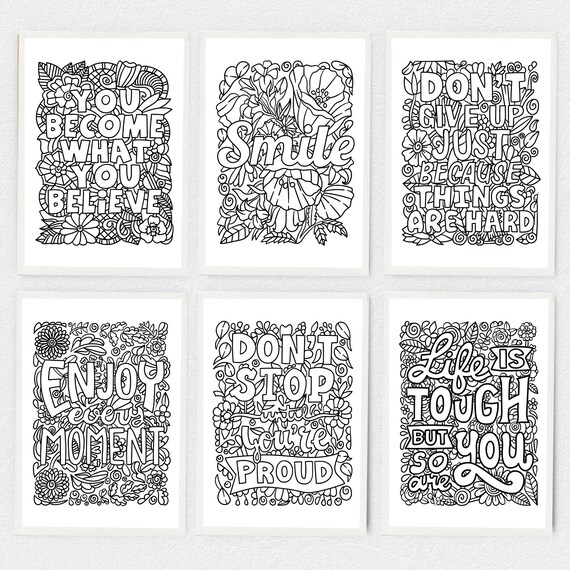 15x Motivational Colouring Pages Sheets Digital Colouring - Etsy