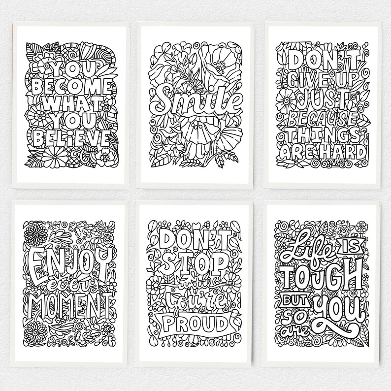 15x Motivational Colouring Pages Sheets Digital Colouring - Etsy