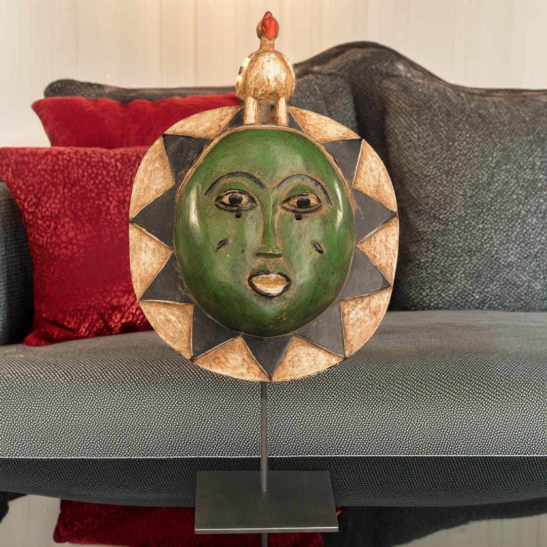 African Baule Moon Mask 115 on Display Stand - Etsy