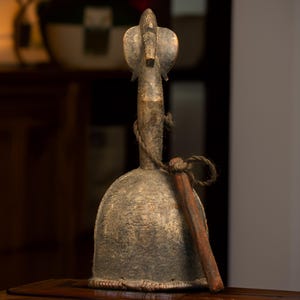 African Punu Dance Bell 45 White Face With a Mottled Beige Patina - Etsy