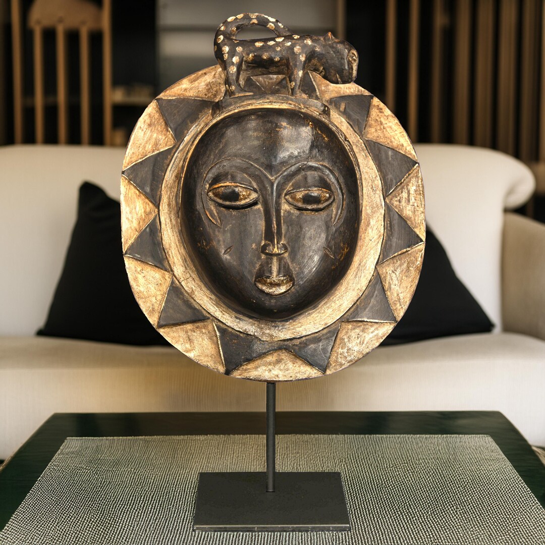 African Baule Moon Mask 121 on Display Stand - Etsy